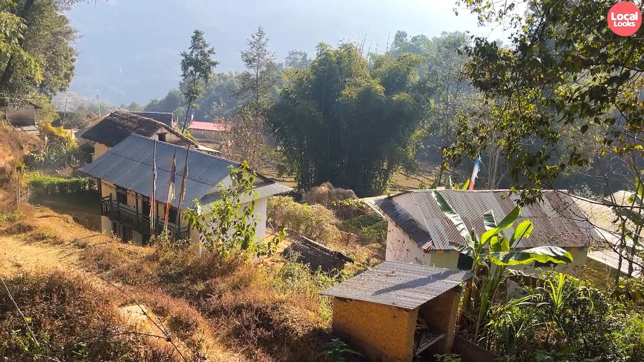 Mountainous Nepali Countryside Walk Through Showing Life and Locality ...