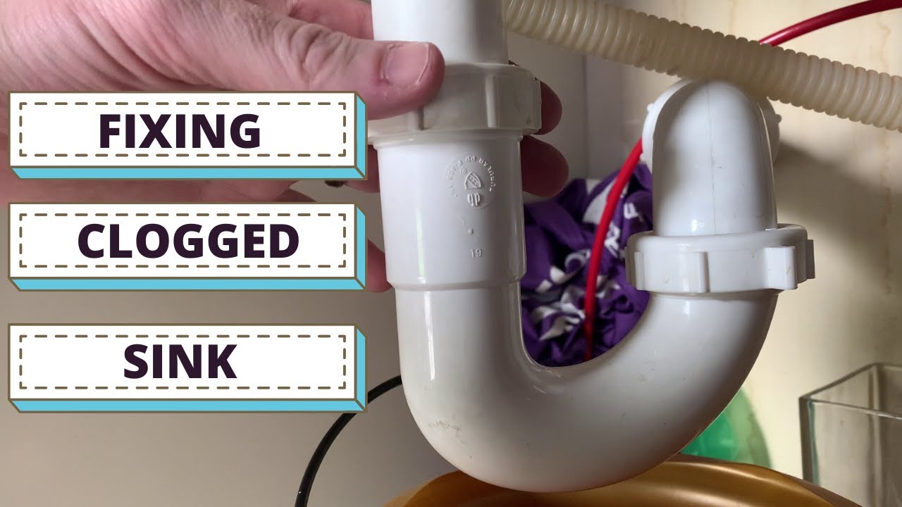 How to fix unclog a slow clogged drain kitchen or bathroom sink p trap j pipe DIY slow draining