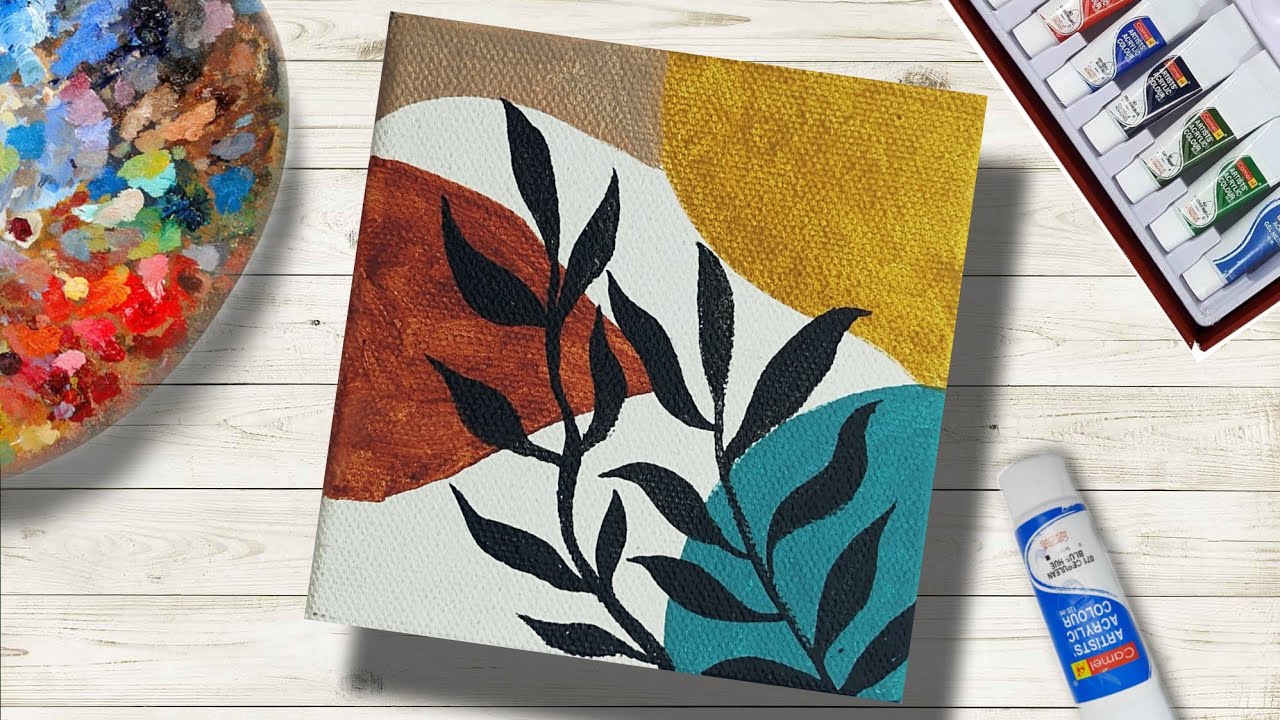 boho art on canvas easy acrylic painting for beginners || boho art on ...