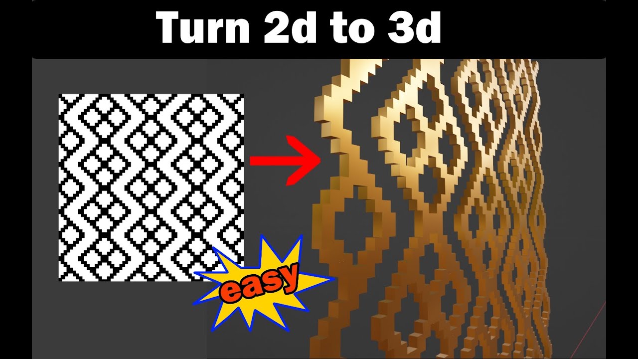 Turn 2d Pattern to 3d Mesh | SVG to 3D - YouTube