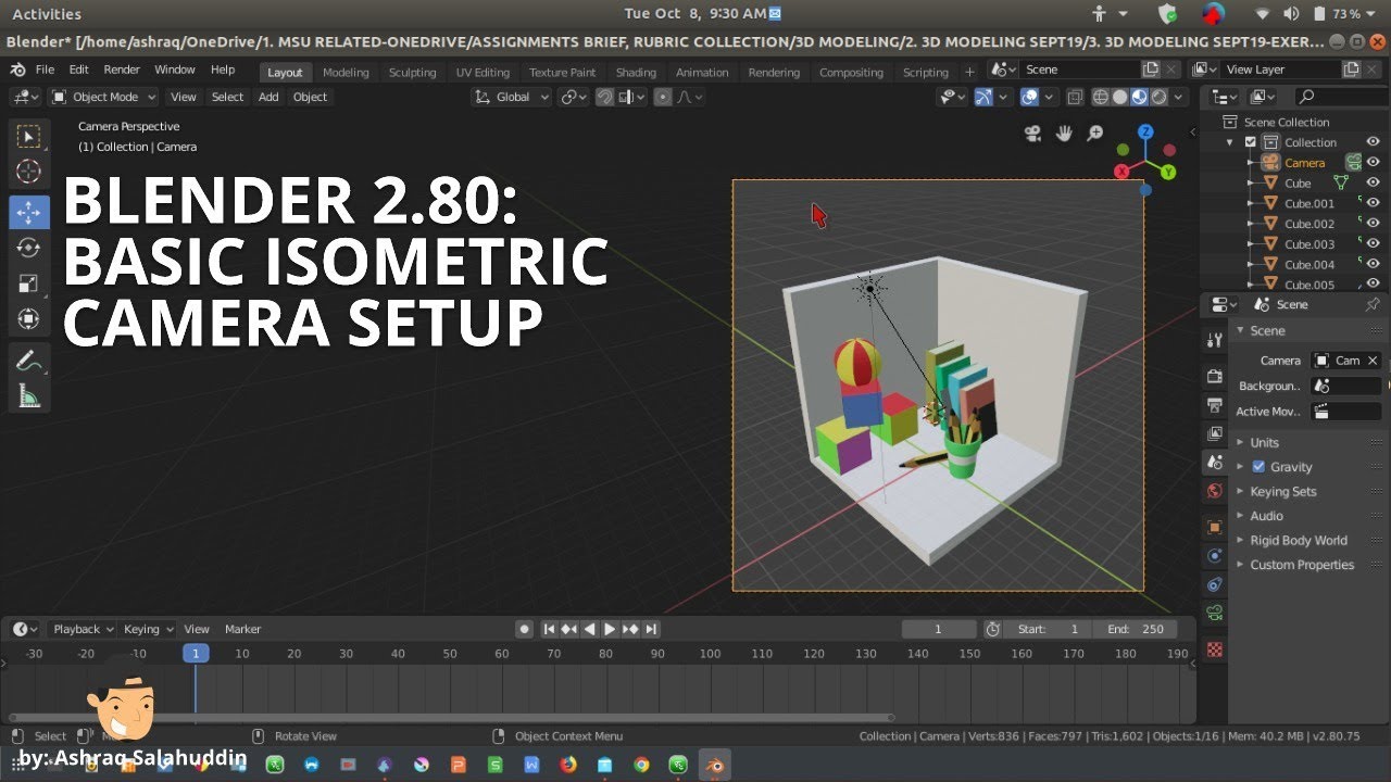 13. BLENDER 2.80: VERY BASIC ISOMETRIC CAMERA SETUP - YouTube