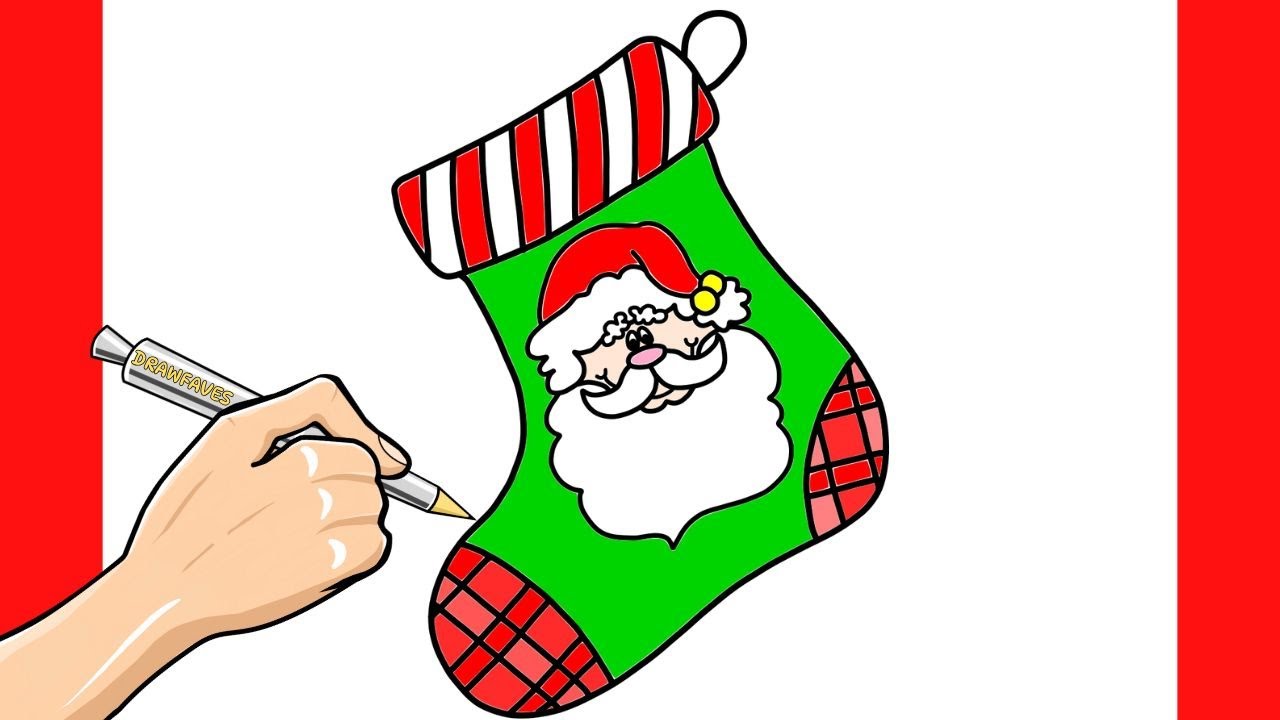 Christmas Stocking Drawing Tutorial | Easy Christmas Stocking Drawing ...