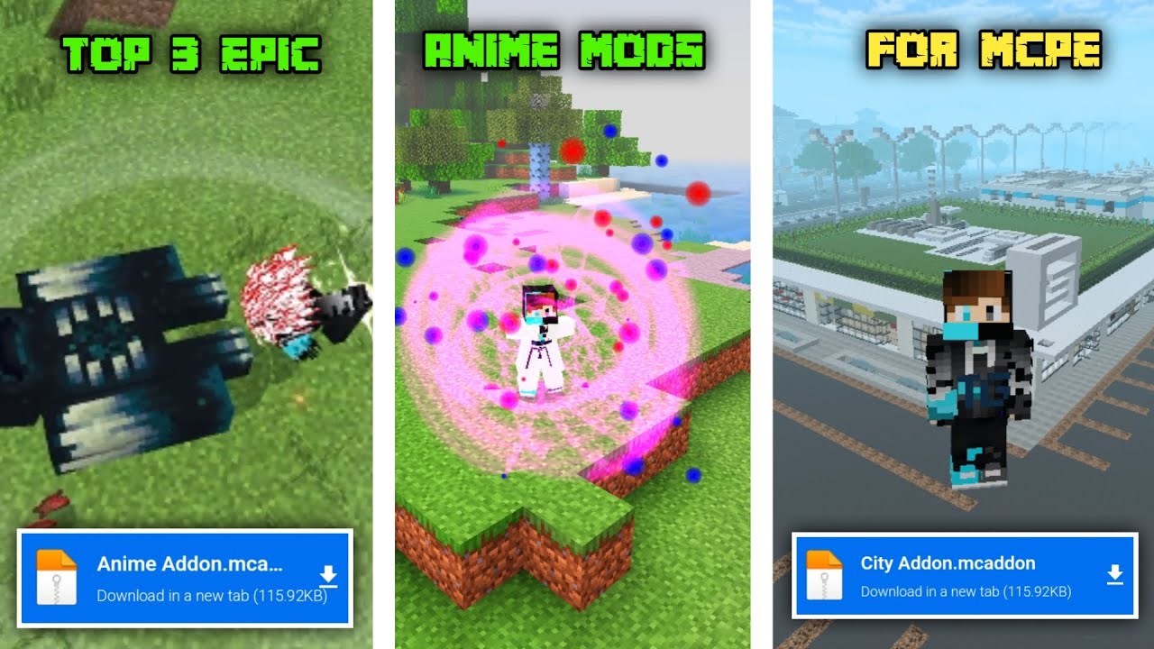TOP 3 EPIC ANIME MODS FOR MINECRAFT POCKET EDITION MCPE ALL VERSIONS ...