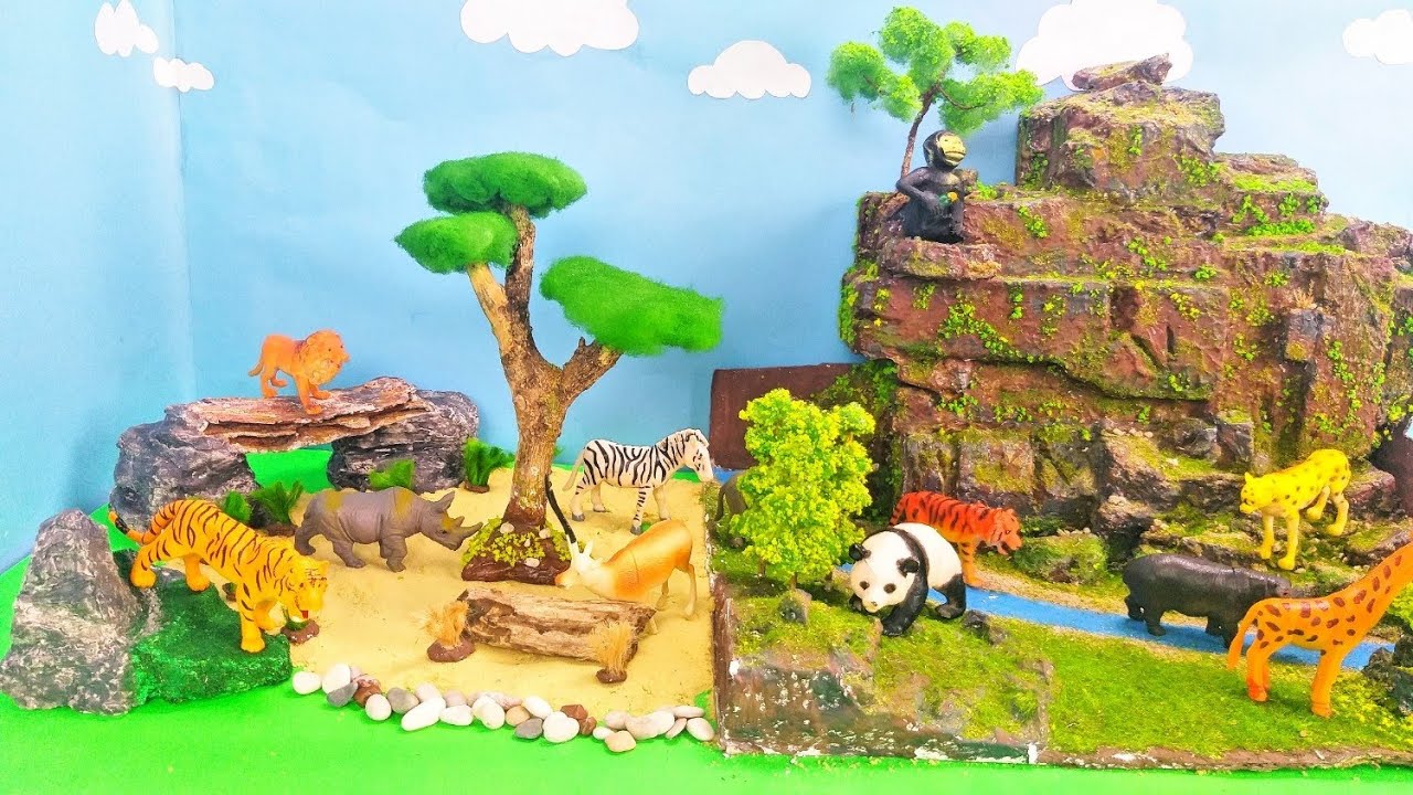 DIY Jungle Safari Diorama: Realistic Zoo Wild Animals Build - YouTube
