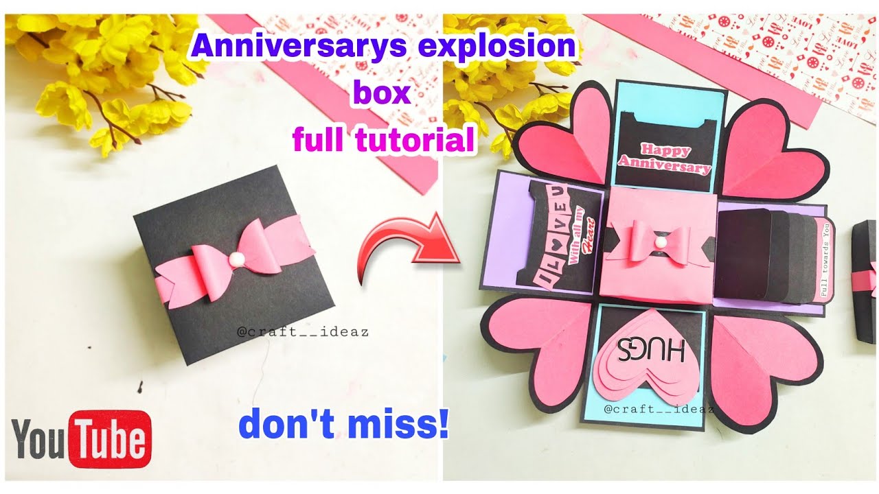 Anniversary theme explosion box full tutorial | how to make explosion ...