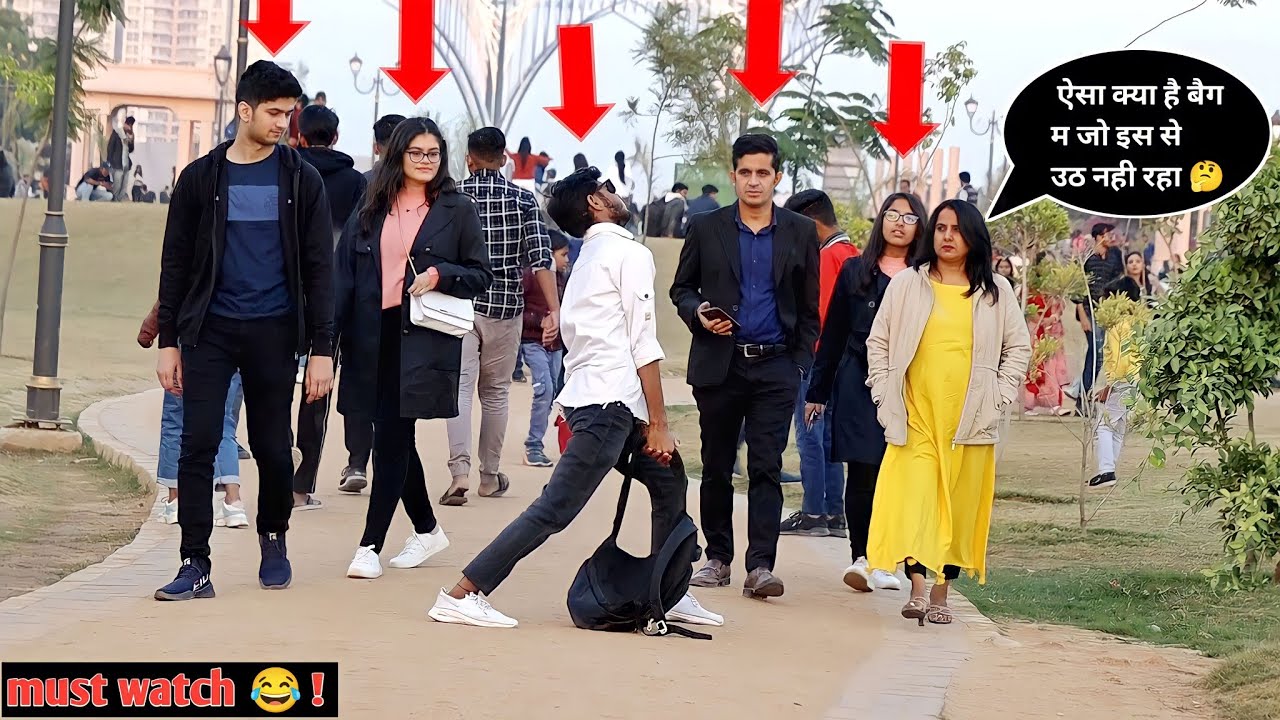 trying to pick up bag prank in public || Prank Video || funny prank ...