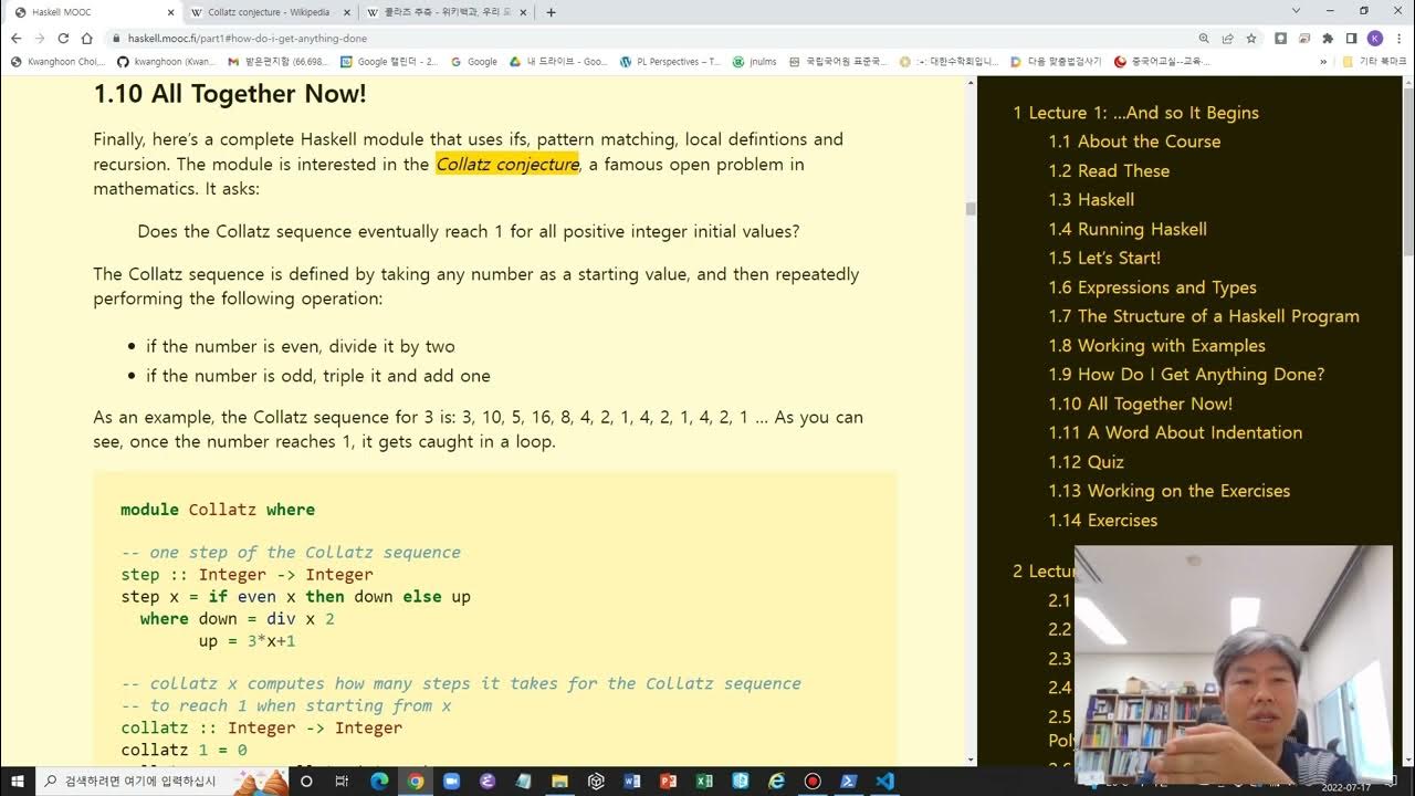 haskell mooc part1 lecture1 1 9 How Do I Get Anything Done 1 10 All together now - YouTube