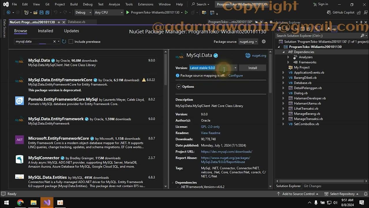 Cara Mengimport Package Mysql kedalam Project Vb.net - YouTube