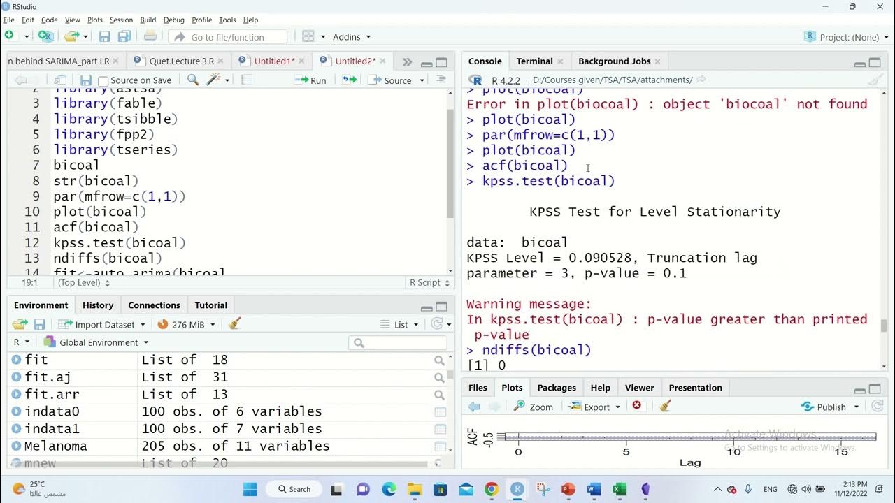 ARIMA model using auto.arima on R example 1 - YouTube
