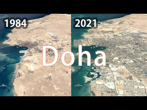 Doha Evolution from 1984 to 2021_Satellite Time-lapse | الدوحة | Doha, Qatar