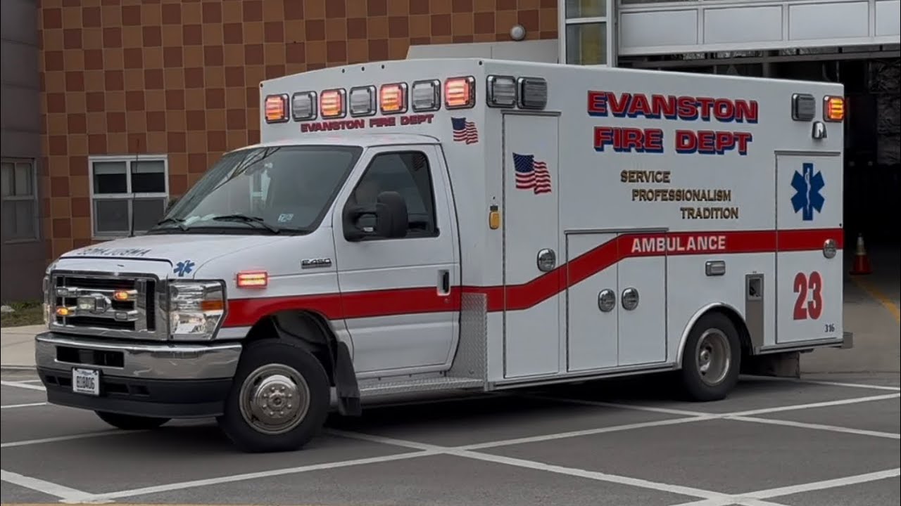 Evanston Fire Department Ambulance 23 Responding - YouTube