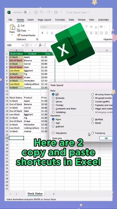 Two copy paste shortcuts in excel #excel #exceleducation #exceltips #exceltricks #learning - YouTube