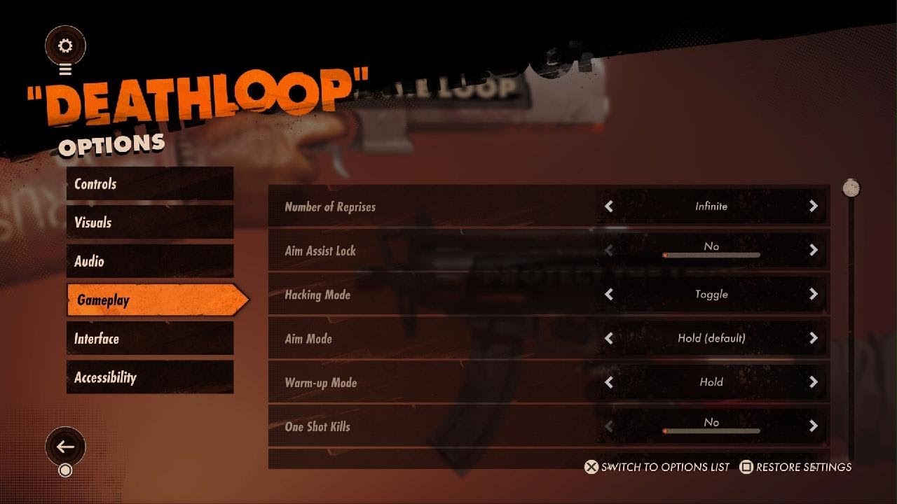 Gameplay and Accessibility Options ; Deathloop PS5 ; settings - YouTube