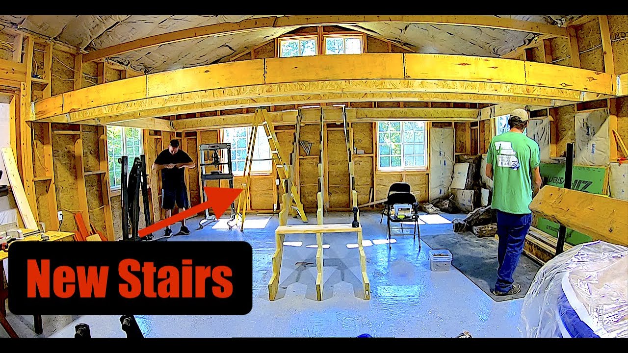 Part 2 The Shop Loft Build !!! Building The 13 Step Stairs !!! - YouTube