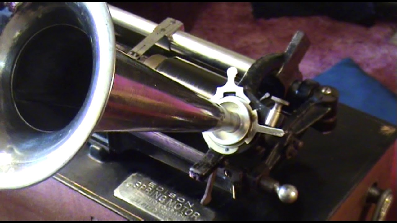 Very Early Edison Spring Motor Phonograph Playing 3 Favorite Cylinders ...