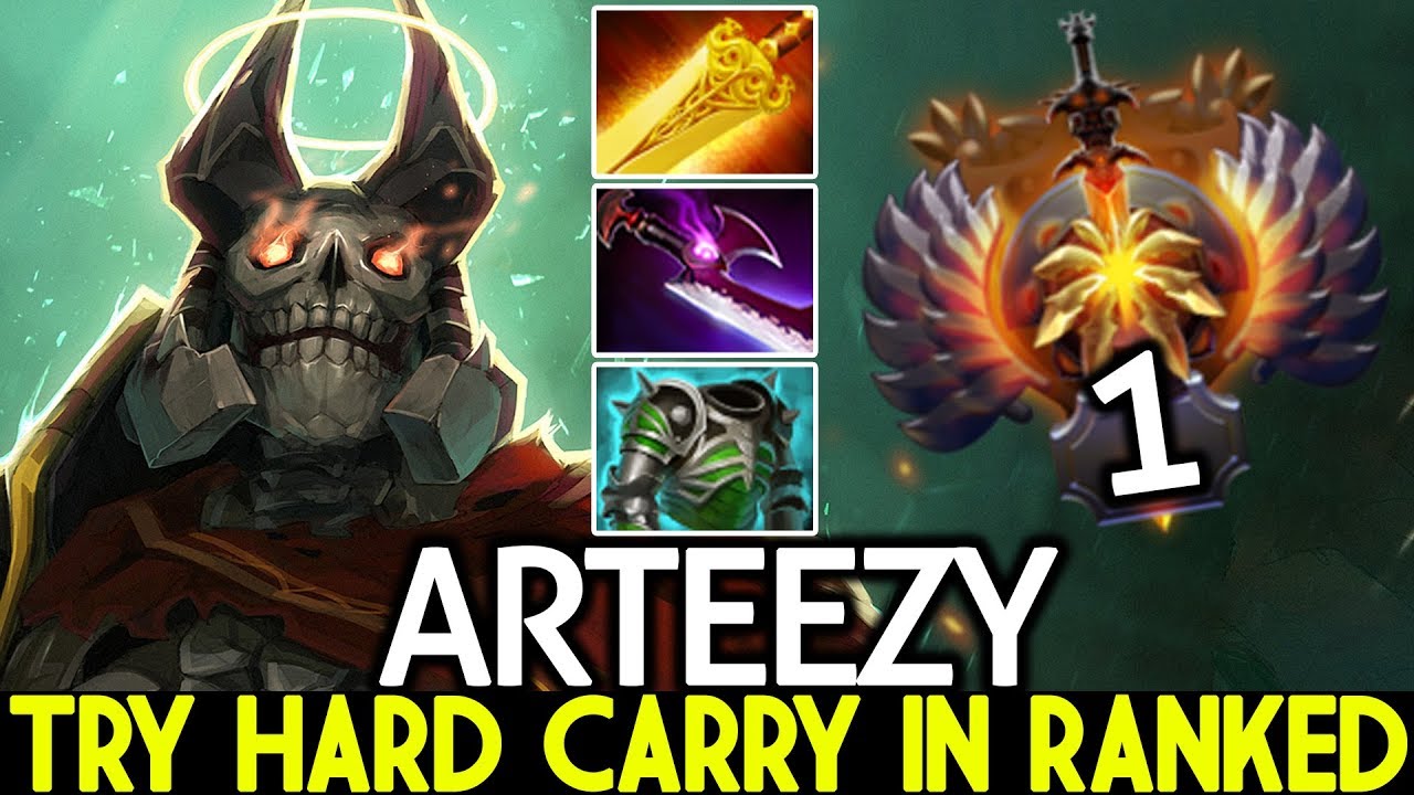ARTEEZY [Wraith King] Try Hard Carry in Ranked Unkillable Game 7.25 ...
