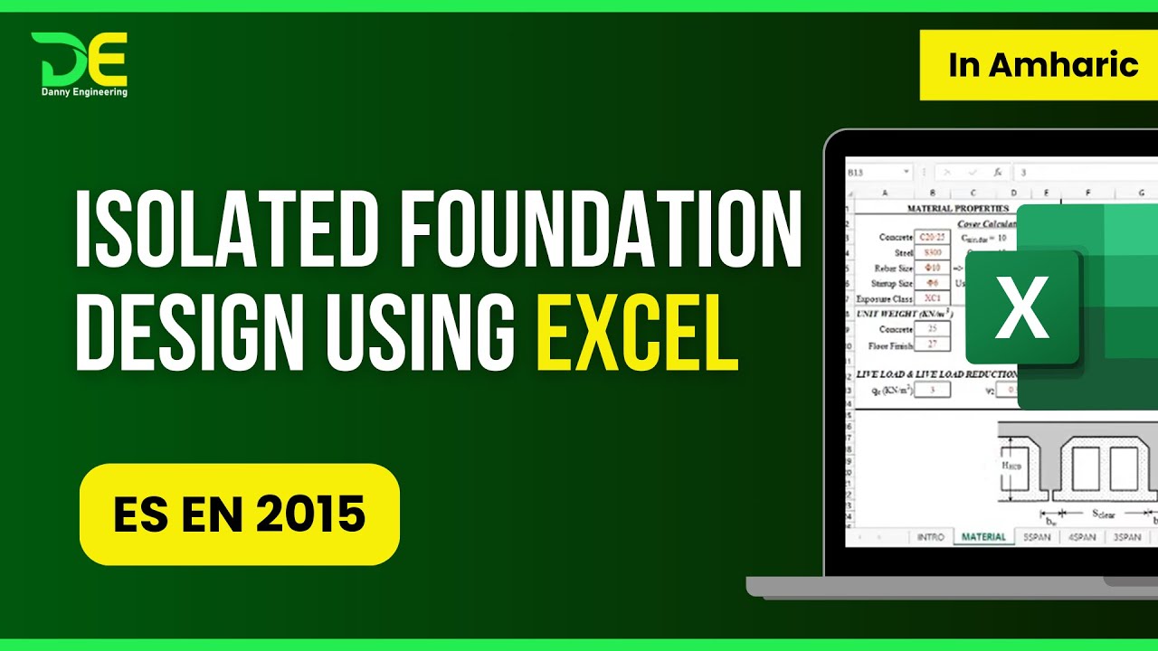Isolated foundation design using excel ES EN 2015 Eurocode - YouTube