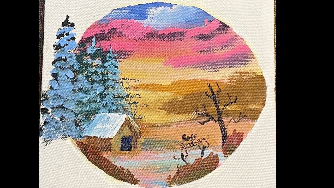 How to draw a warm winter day with acrylic colors step by step easily ...