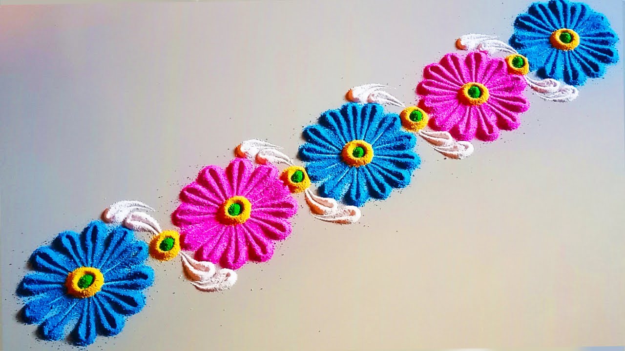 Simple border rangoli design |Door border rangoli | janmashtami rangoli ...