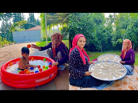 MUSTAFA'NIN OYUN HAVUZU KÖY EVİ ETLİ İÇLİ ÇÖREK YAPIMI ~ EN GÜZEL AKŞAM YEMEĞİ VLOG