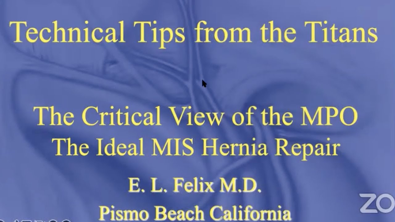 The critical View of the myopectineal orifice - the ideal MIS hernia ...