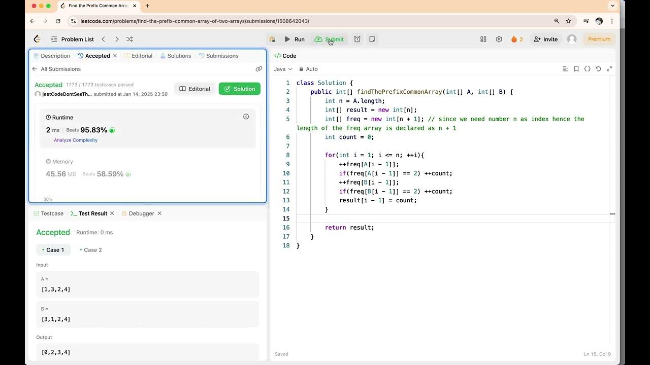 2657 Find The Prefix Common Array Of Two Arrays Youtube