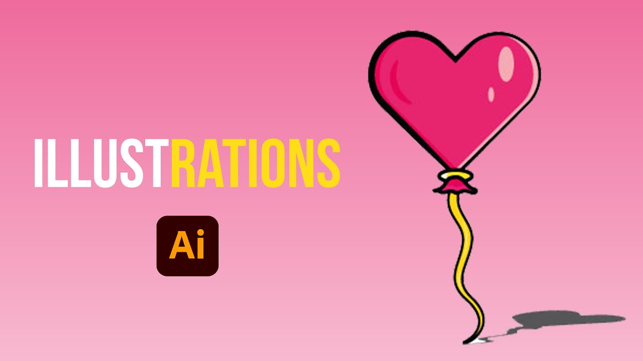 How To Draw a Balloon | Heart Shape Balloon Design in Illustrator ...
