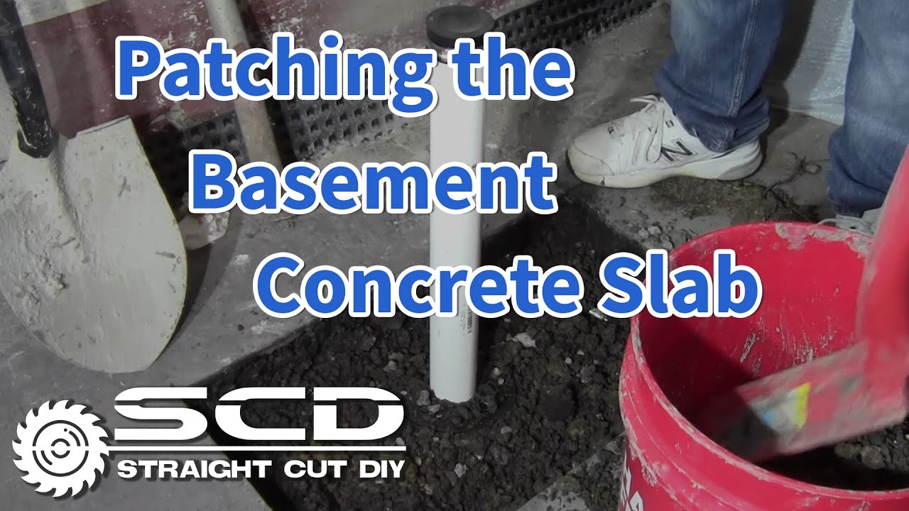 Patching the Basement Slab Concrete - Plumbing Drain - YouTube