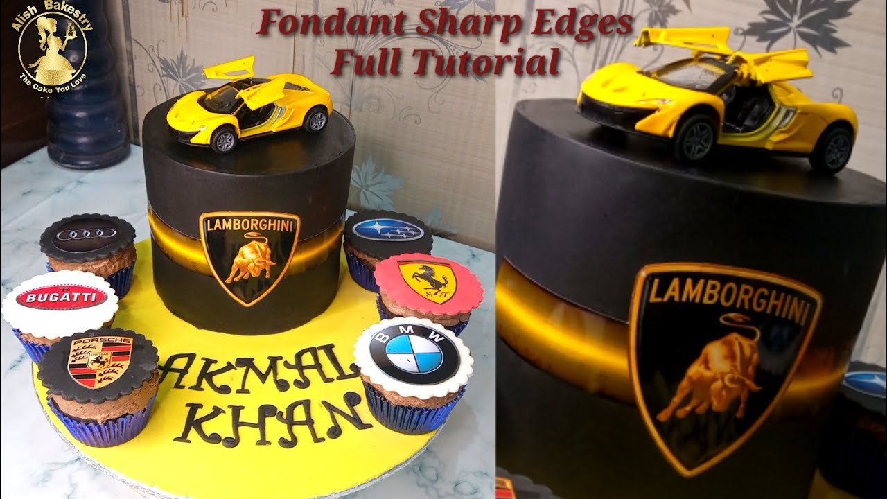 Lamborghini Cake / Car cake /How to Cover a Cake With Fondant And Get ...