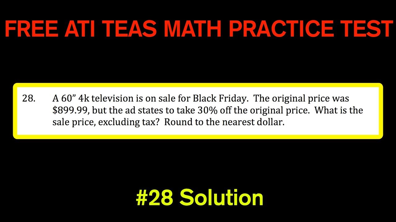 ATI TEAS MATH Number 28 Solution - FREE Math Practice Test - Money and ...