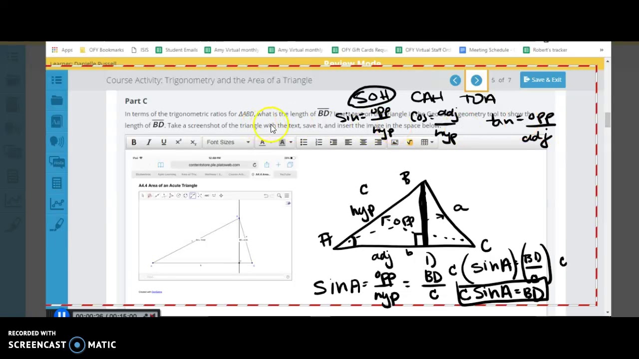 Trig and the area of a triangle help - YouTube
