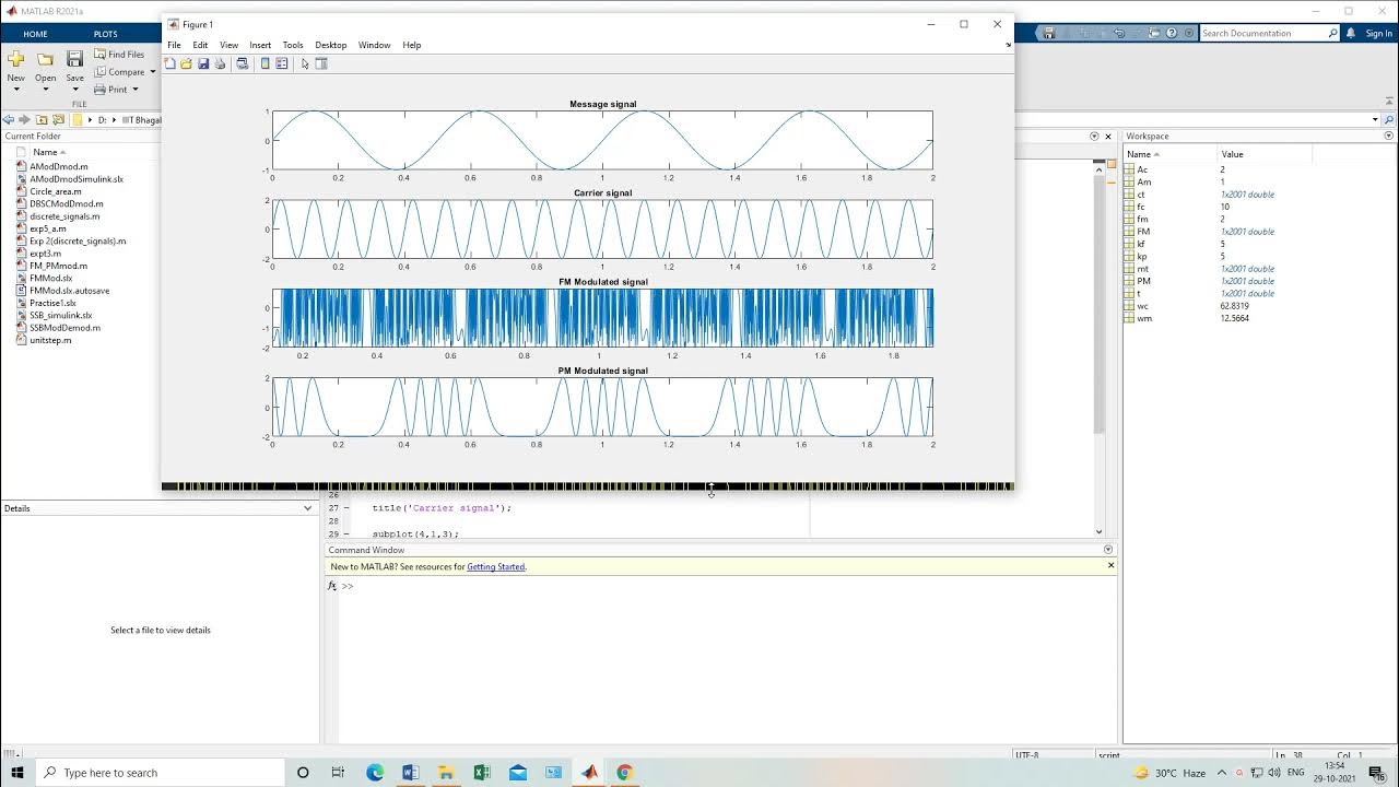 FM and PM Modulation using Matlab Coding and Simulink - YouTube