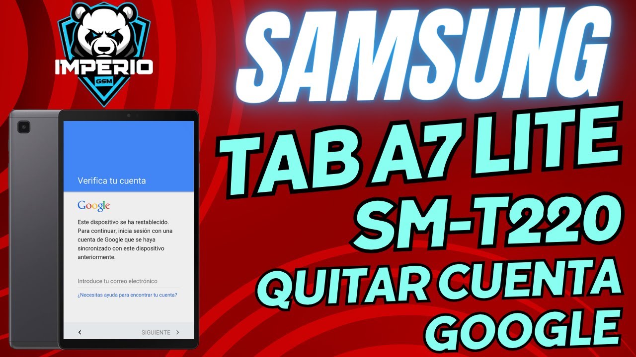 TAB A7 LITE FRP | Eliminar cuenta Google Tab Samsung A7 Lite SM-T220 | Quita cuenta Google A7 ...