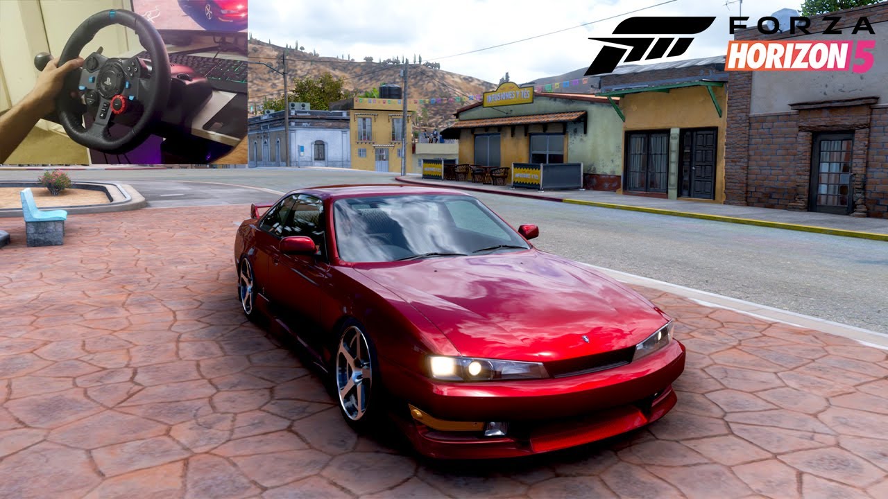 Drifting Nissan Silvia S14 - Forza Horizon 5 - steering wheel gameplay ...
