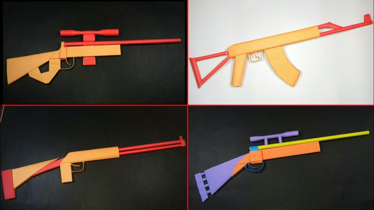 Simple and Easy Gun with Paper / AK 47 Gun / AWM Sniper Gun / M1014 Gun ...