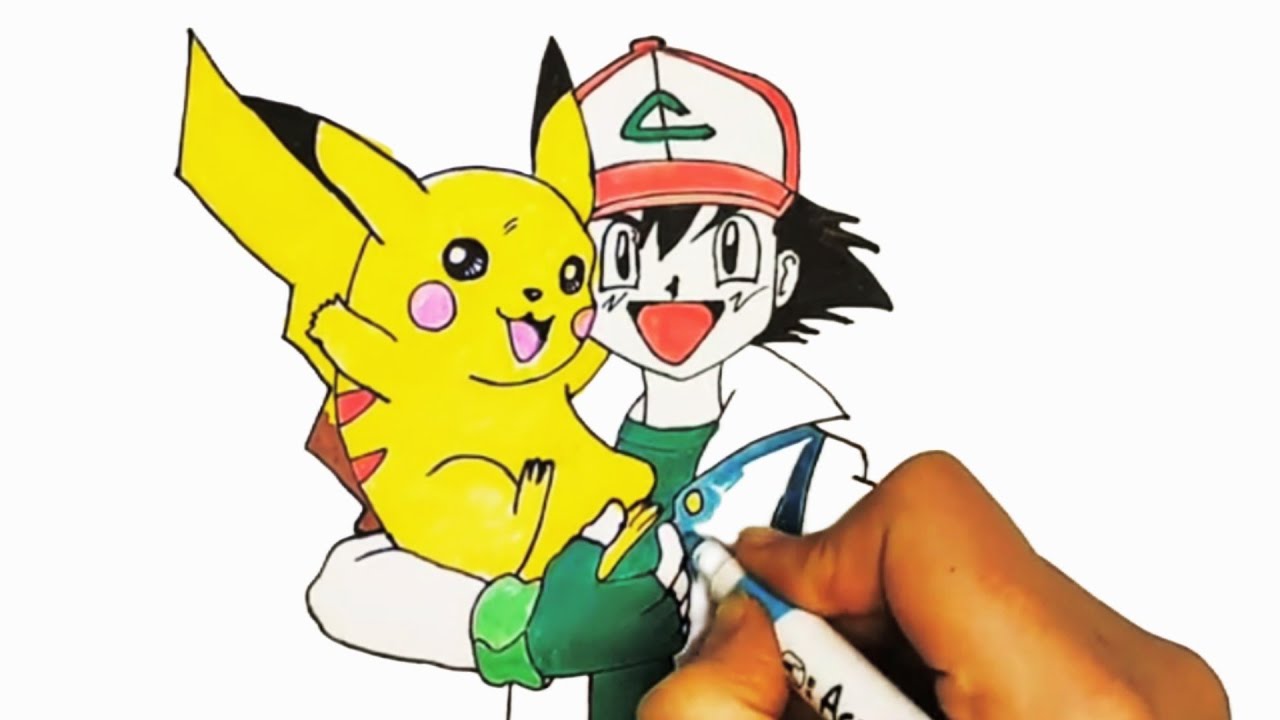 how to draw ash and pikachu |step by step drawing tutorials - YouTube
