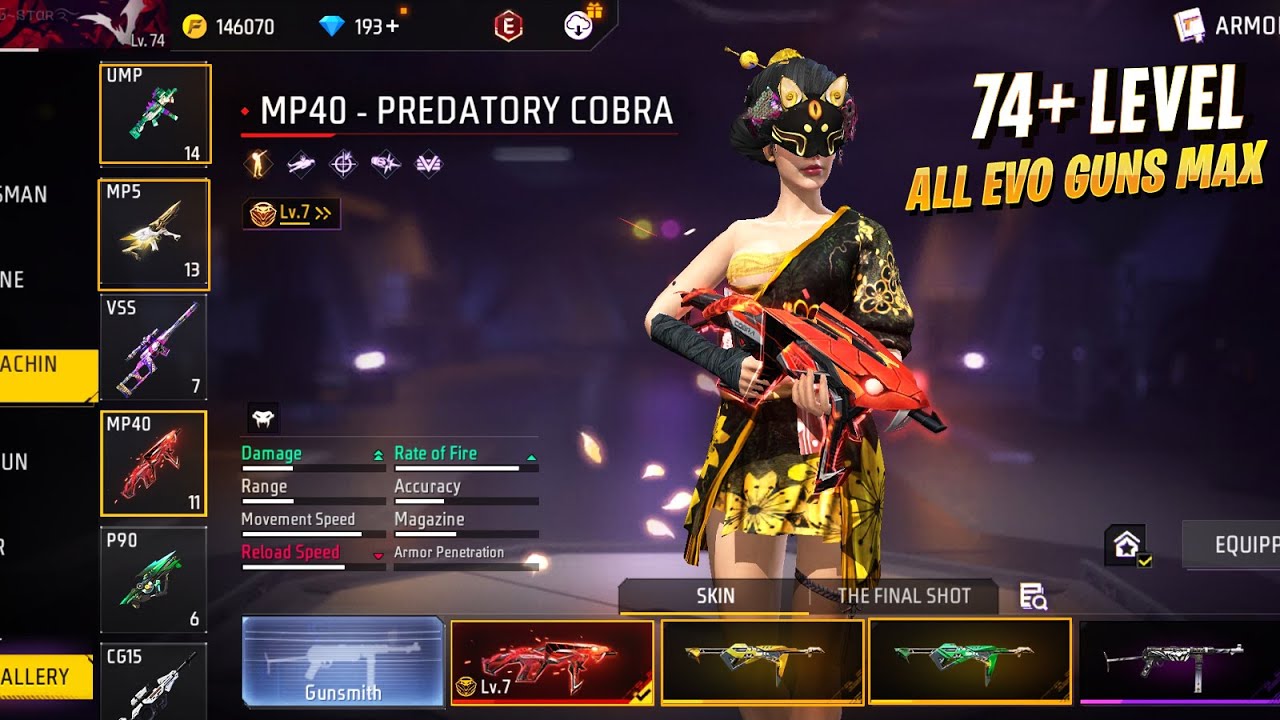74 Level Free Fire ID Collection | All Evo Guns Max | All Criminal ...
