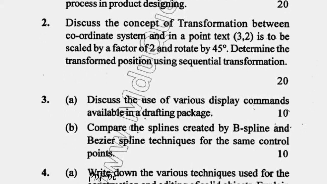 2017 Mdu Mtech ME 2nd Sem Computer Aided Design Question Paper - YouTube