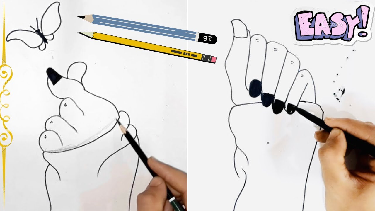 Easy Best Hand drawing / Hands drawing for kids #art #trending #drawing ...