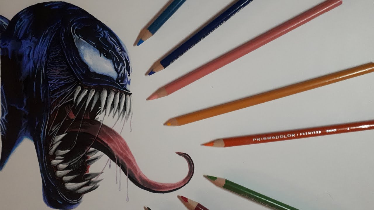 JE DESSINE VENOM (TOM HARDY) AVEC DES CRAYONS PRISMACOLOR | DRAWING ...