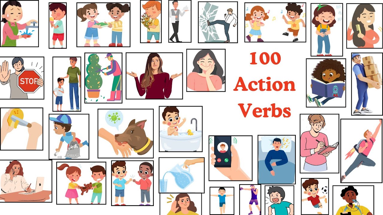 Learn 100 Action Verbs in English easy and fast - YouTube