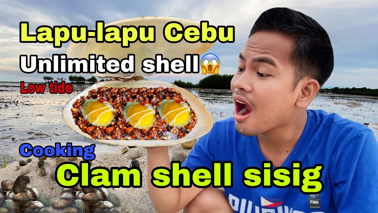 Catch and cook clam shells and making sisig recipe | Lapu-Lapu Beach ...
