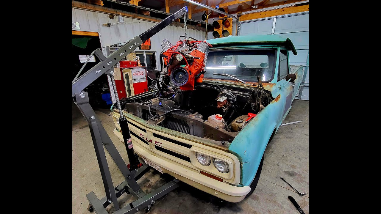 Bumm's 1967 GMC shop truck engine swap. 350 4 speed! - YouTube