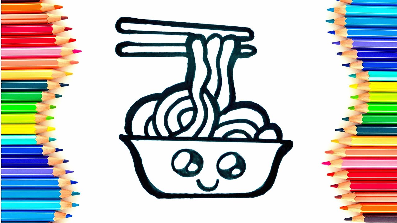 Let's draw cute noodle bowl/noodle bowl coloring and painting/cute ...