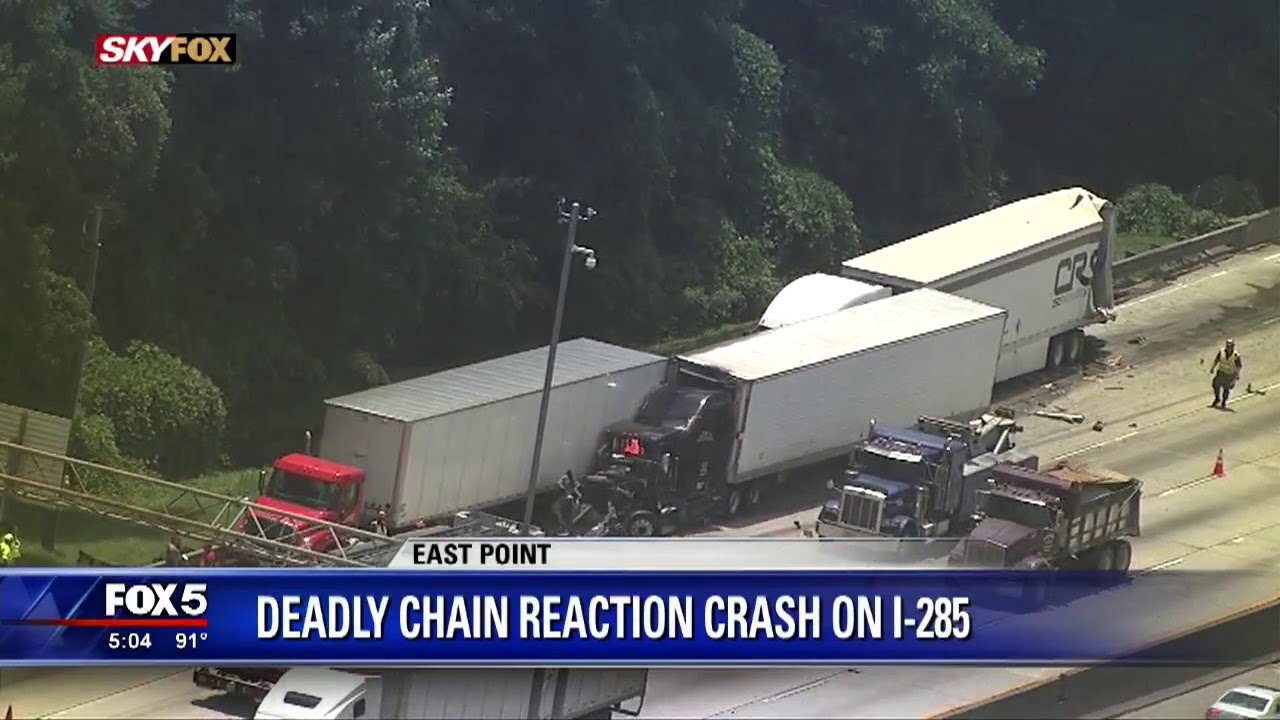 Deadly chain reaction crash on I 285 - YouTube