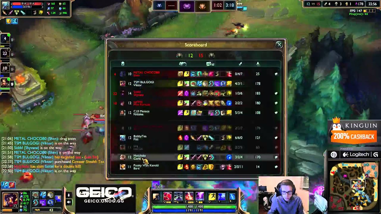 Bjergsen duo Meteos - Viktor vs Ahri Mid - League of Legends - YouTube