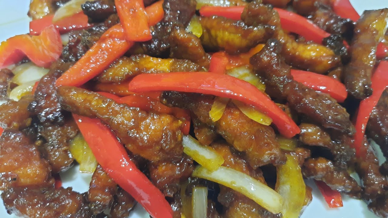 STIR FRY PORK STRIPS WITH BELL PEPPER - YouTube