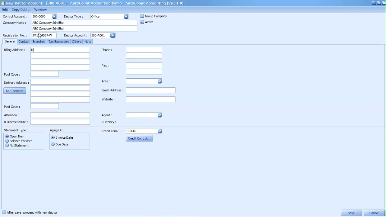 How To Create Debtor In AutoCount - YouTube