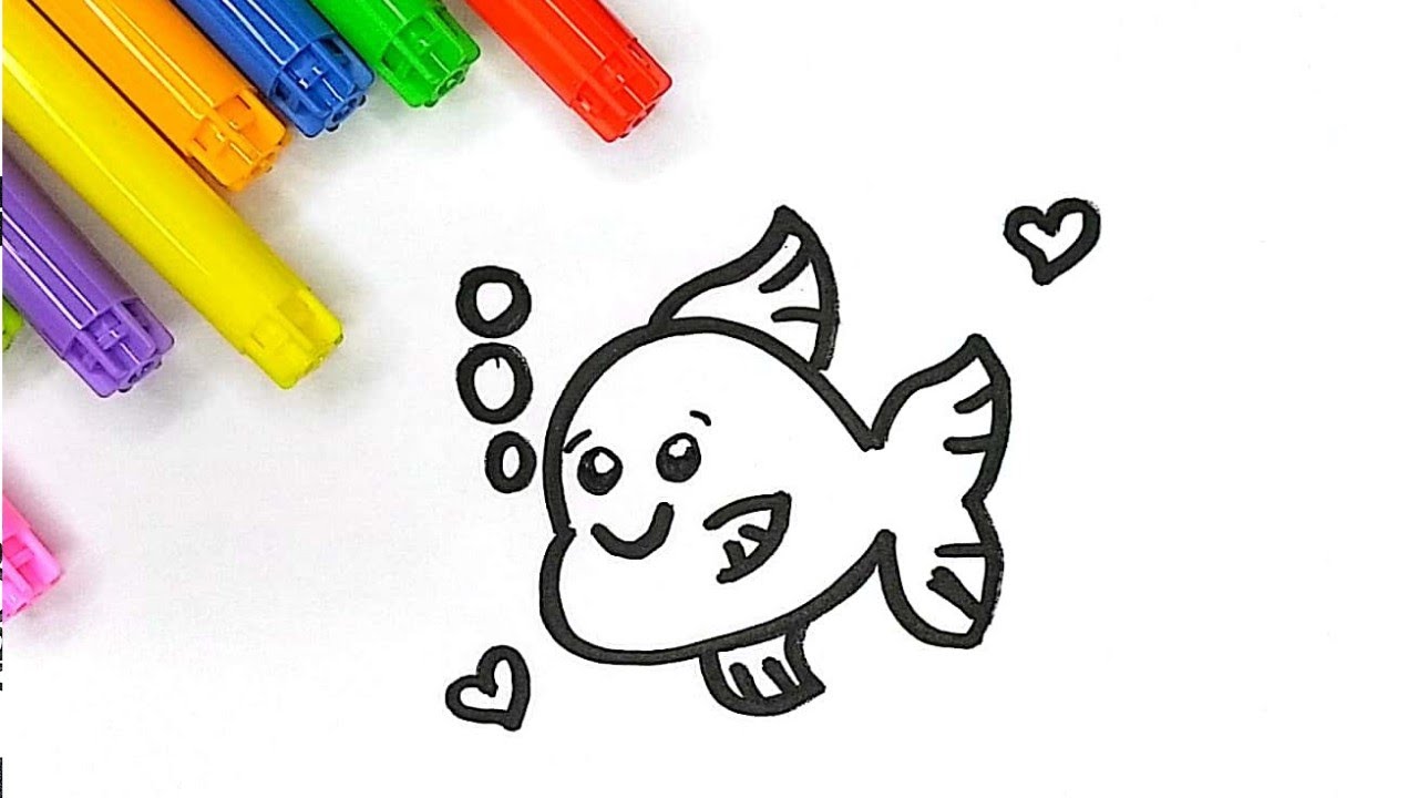 Easy Drawing a Cute Fish for Kids - YouTube