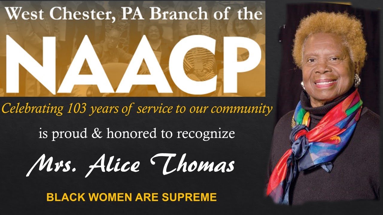 West Chester NAACP Recognizes Mrs. Alice Thomas - YouTube